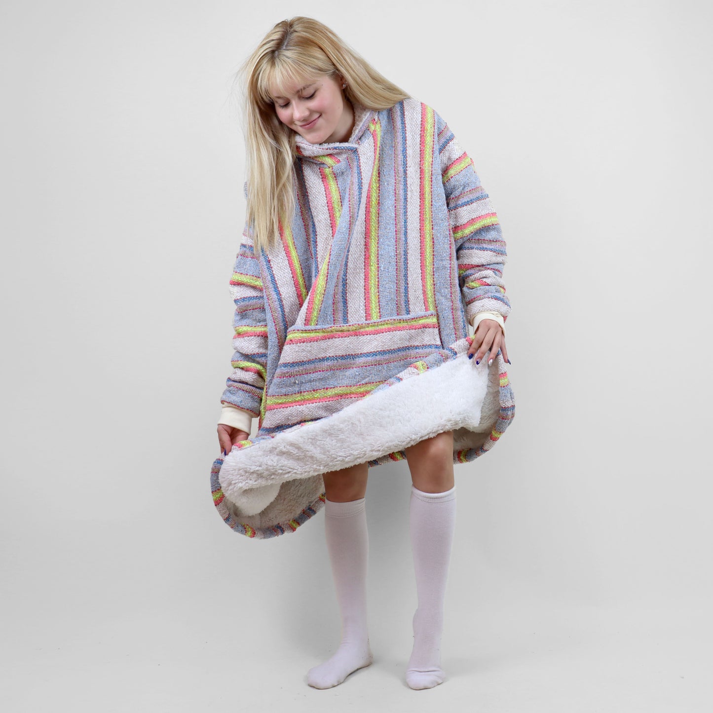 Meksie unisex | Canguro hueso con caqui y cielo | Sudadera grande